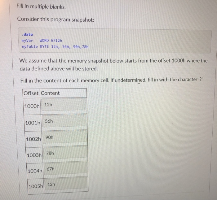 Solved Fill in multiple blanks. Consider this program | Chegg.com