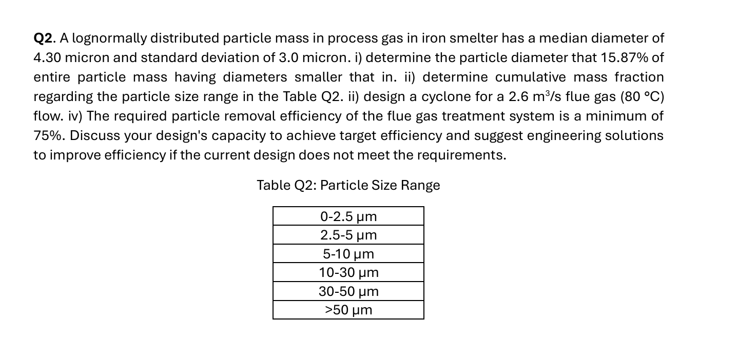 Q2. ﻿A lognormally distributed particle mass in | Chegg.com