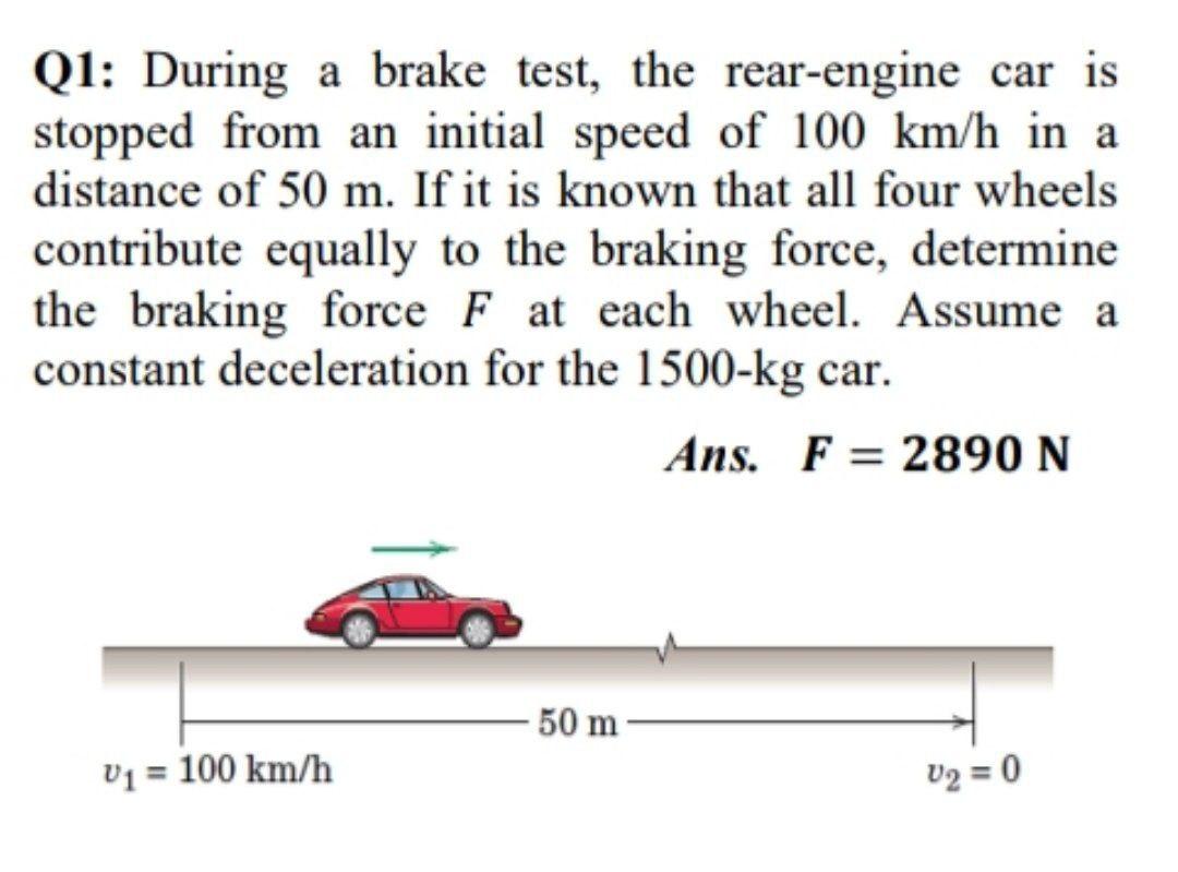 Solved Q1: During a brake test, the rear-engine car is | Chegg.com