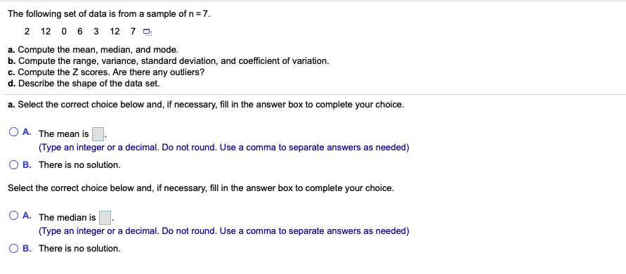 Solved The following set of data is from a sample of n = 7. | Chegg.com