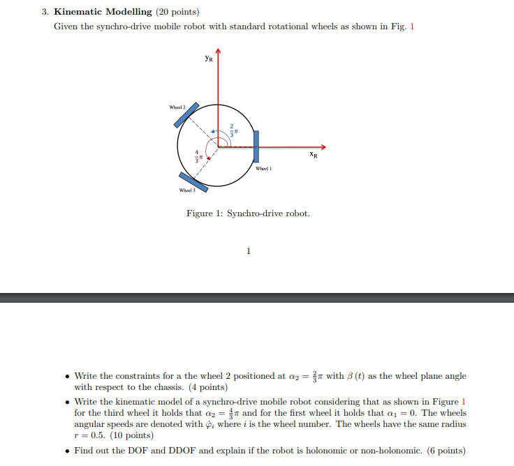 3. Kinematic Modelling (20 points) Given the | Chegg.com