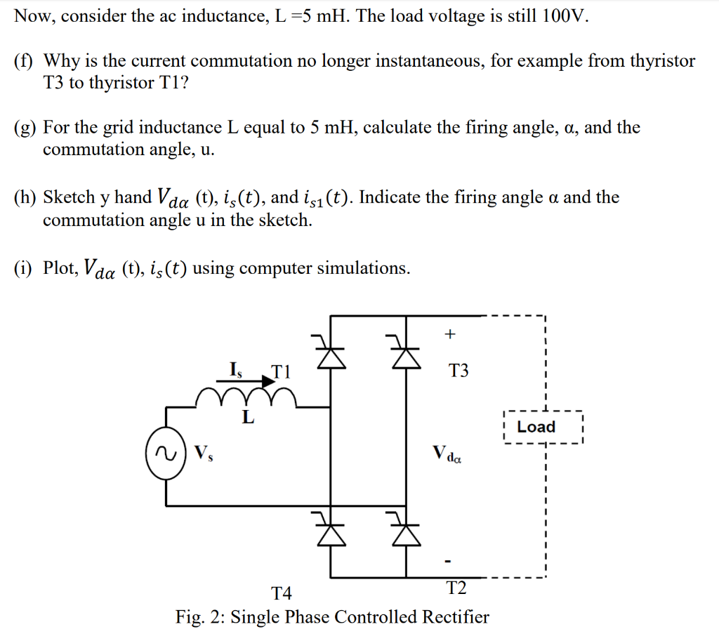 Solved 2- Fig. 2 shows a single-phase thyristor rectifier | Chegg.com