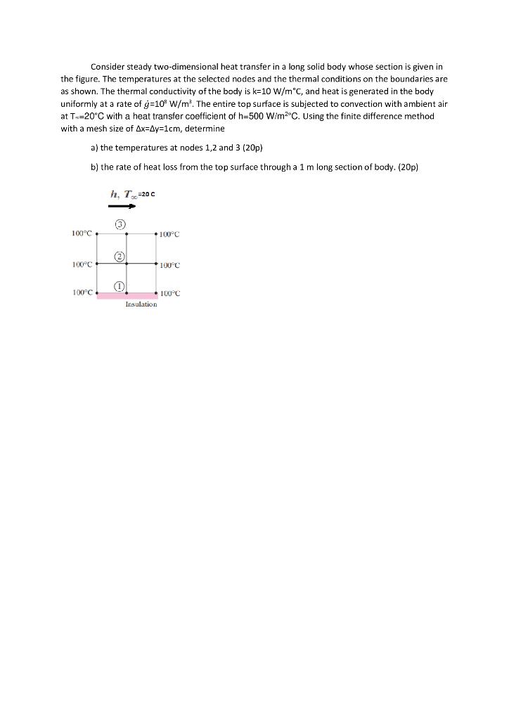Solved Consider steady two-dimensional heat transfer in a | Chegg.com