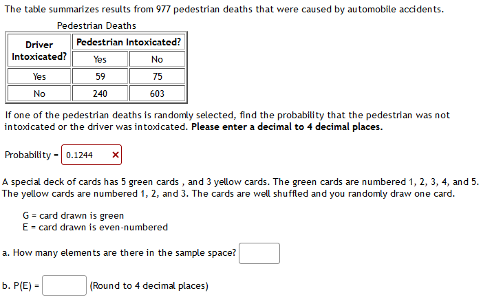 Solved The table summarizes results from 977 pedestrian | Chegg.com