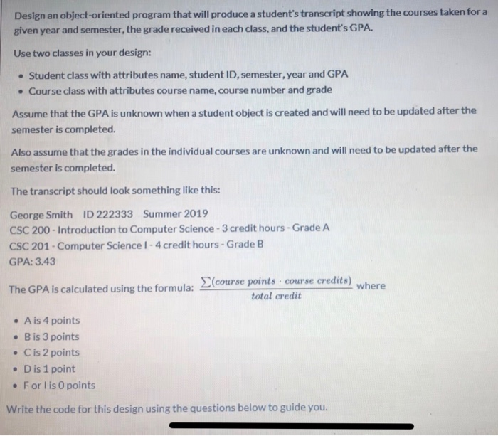 Solved Design an object-oriented program that will produce a | Chegg.com