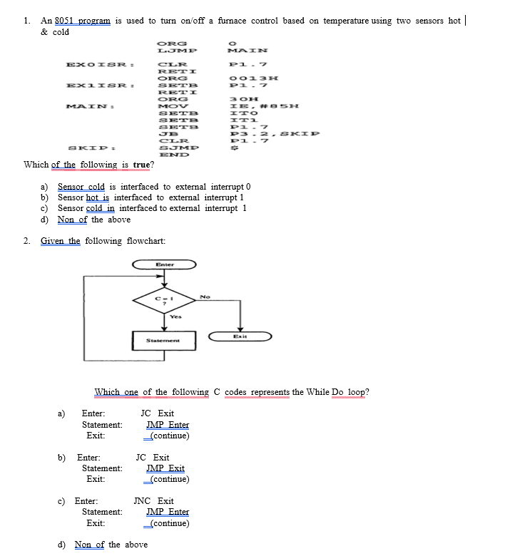 Solved \& cold Which of the following is true? a) Sensor | Chegg.com