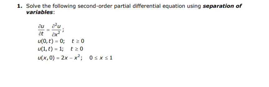 Solved 1. Solve the following second-order partial | Chegg.com