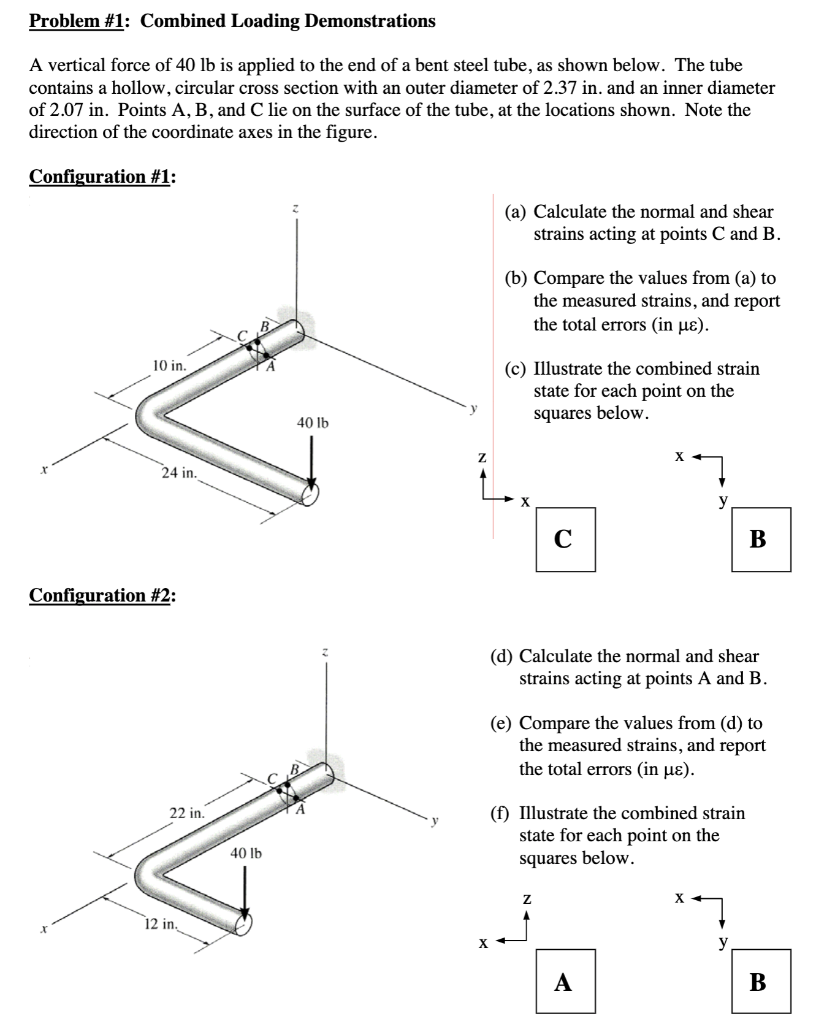 Solved Problem #1: Combined Loading Demonstrations A | Chegg.com