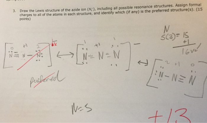 Solved 3. Draw the Lewis structure of the azide ion (N), | Chegg.com