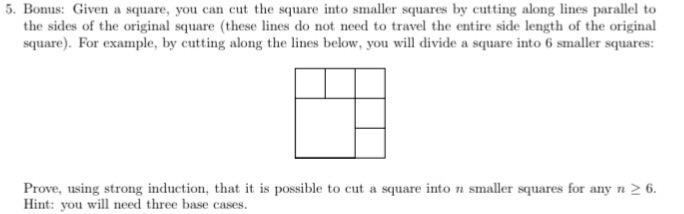 Solved . Bons: Given a square, you can cut the square into | Chegg.com