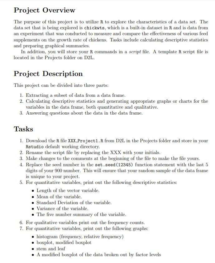 Project Overview The purpose of this project is to | Chegg.com