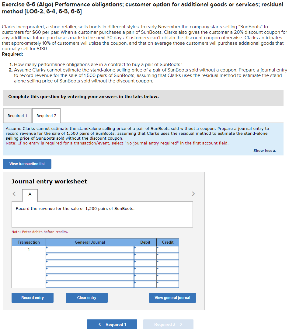 Solved Exercise 6-6 (Algo) Performance obligations; customer | Chegg.com Solved Exercise 6-6 (Algo) Performance obligations; customer | Chegg.com