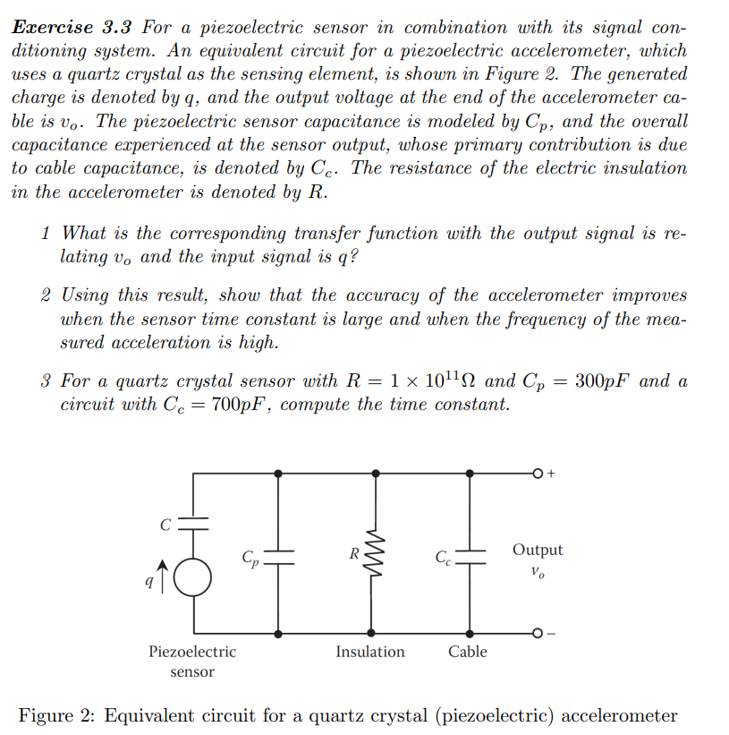 Solved Exercise 3.3 For a piezoelectric sensor in | Chegg.com