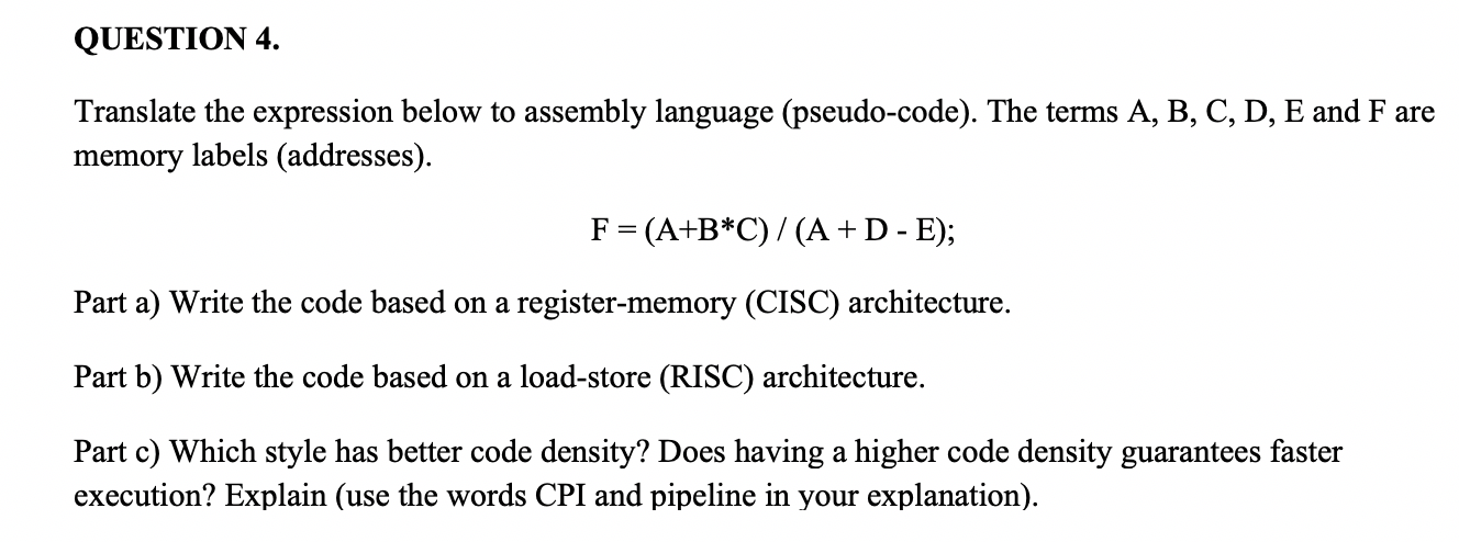 QUESTION 4. Translate the expression below to | Chegg.com