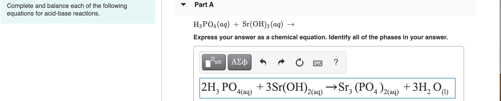 Solved Part A Complete and balance each of the following | Chegg.com