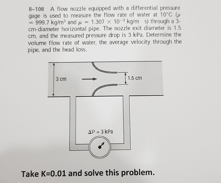 Solved 8-108 A flow nozzle equipped with a differential | Chegg.com