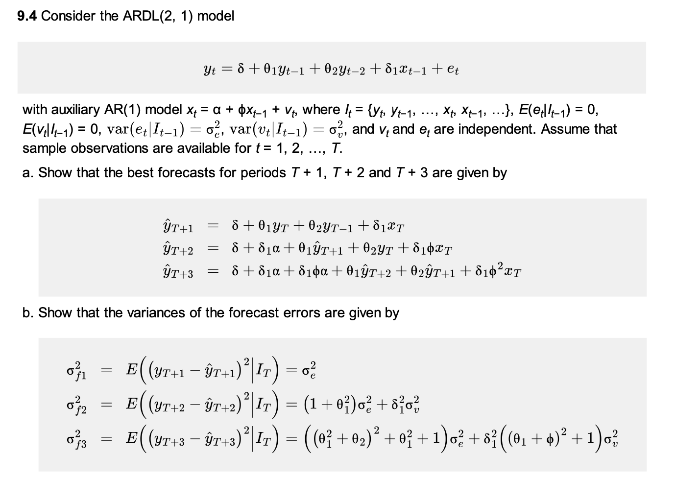 Solved 9.4 ﻿Consider the ARDL (2,1) | Chegg.com