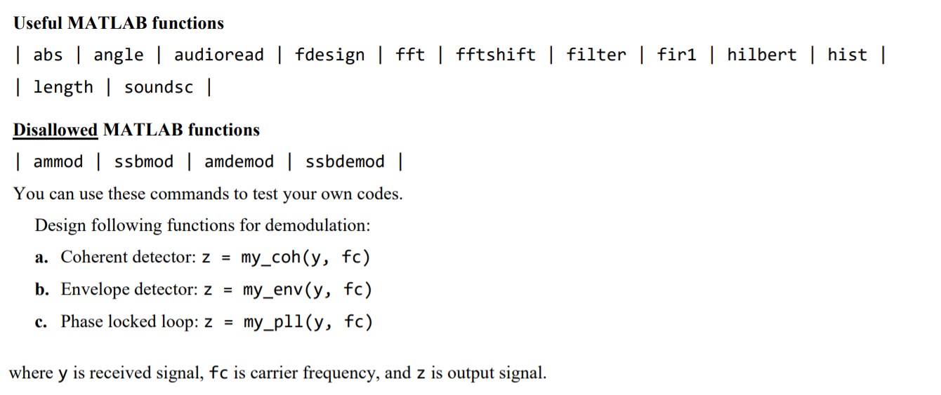 Useful MATLAB functions | abs | angle | audioread | | Chegg.com