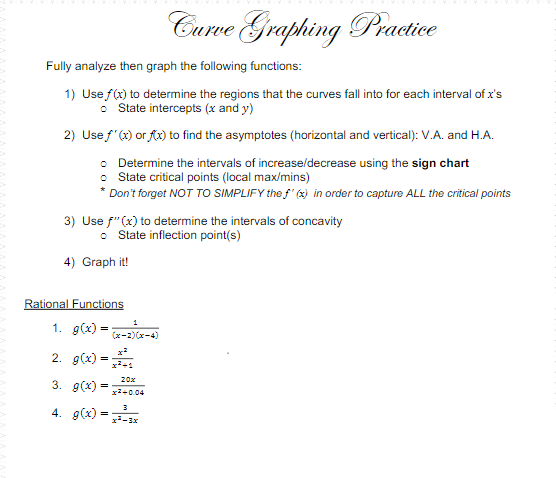 Solved Curve Graphing Practice Fully analyze then graph the | Chegg.com