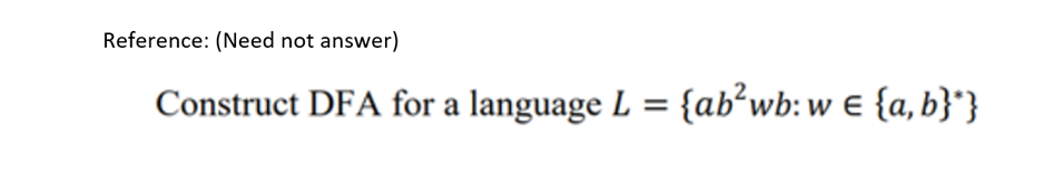 Solved 1. DFA for a language L={ab2wb:w∈{a,b}∘} (See the | Chegg.com