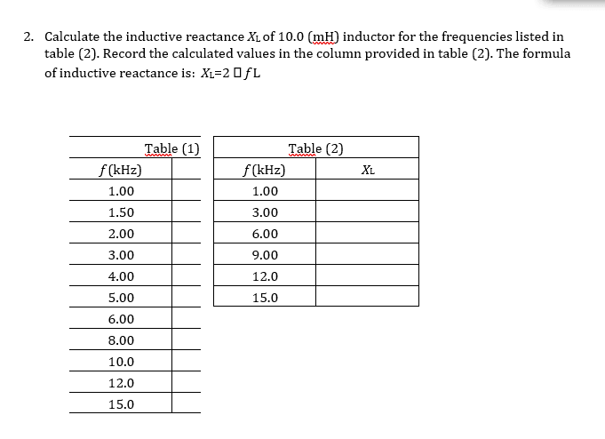 Solved 1. Calculate the capacitive reactance Xcof a 0.1 (UF) | Chegg.com