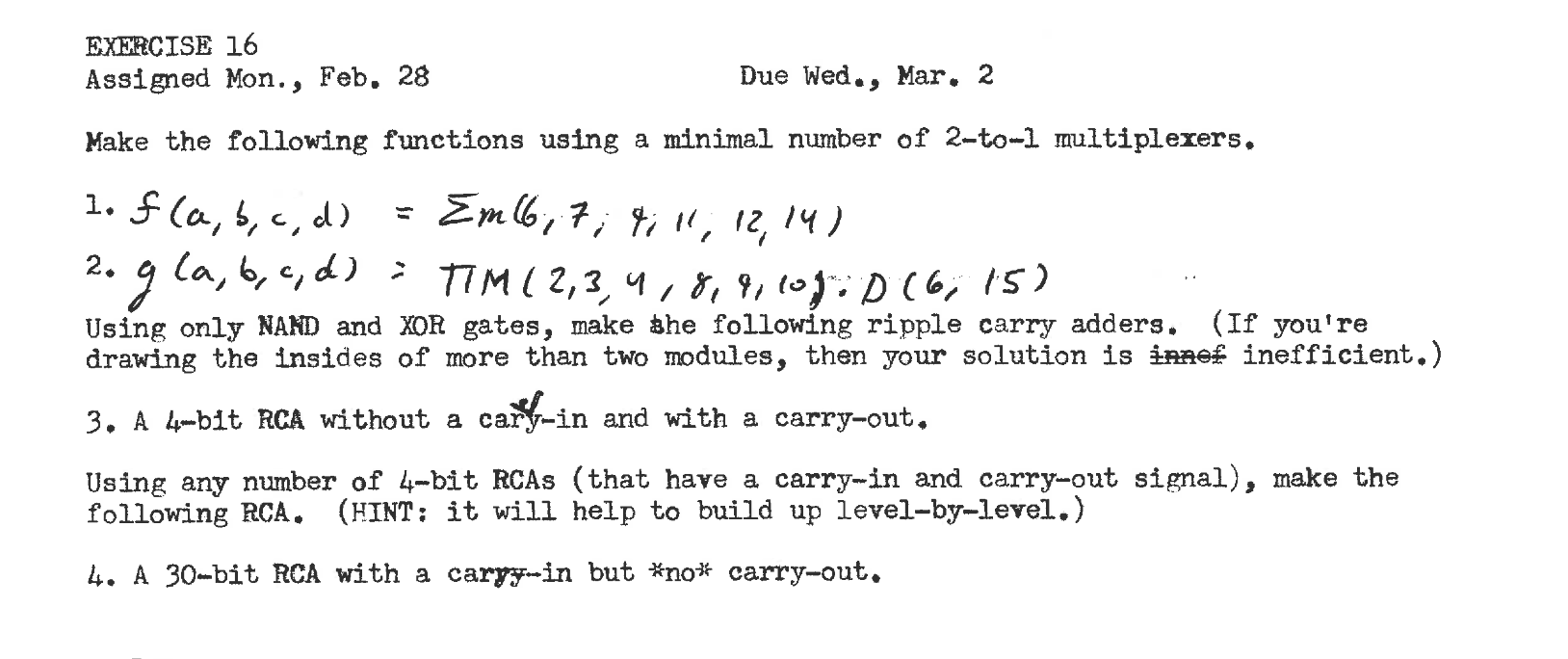 Solved EXERCISE 16 Assigned Mon., Feb. 28 Due Wed., Mar. 2 | Chegg.com