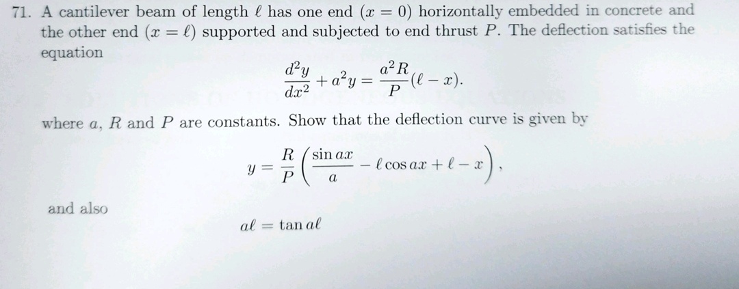 Solved 11. A cantilever beam of length ℓ has one end (x=0) | Chegg.com
