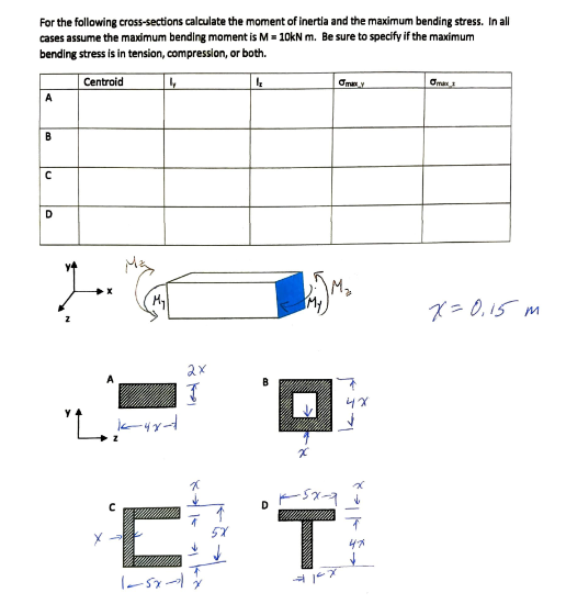 [Solved]: For the following cross-sections calculate the m