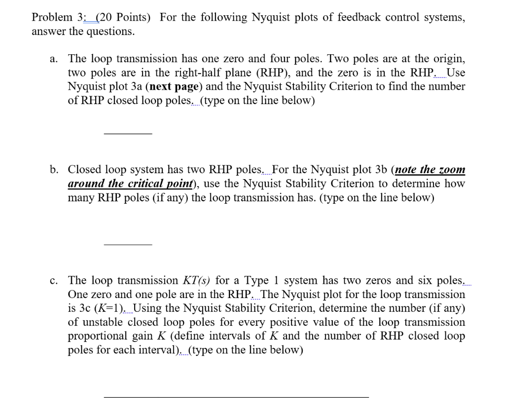 Solved Problem 3:_(20 Points) For the following Nyquist | Chegg.com