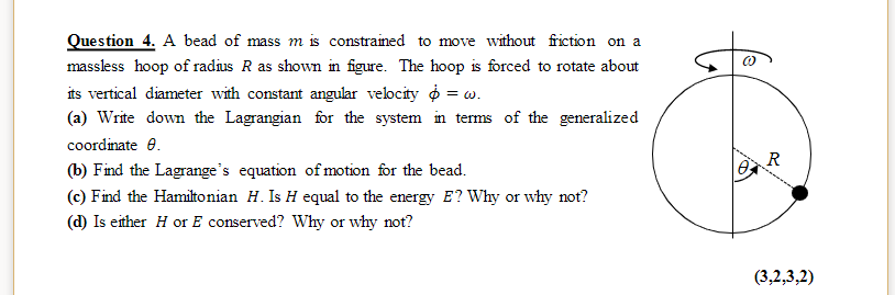 Solved Question 4. A bead of mass m is constrained to move | Chegg.com