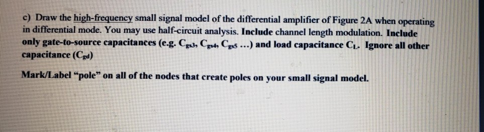 c) Draw the high-frequency small signal model of | Chegg.com