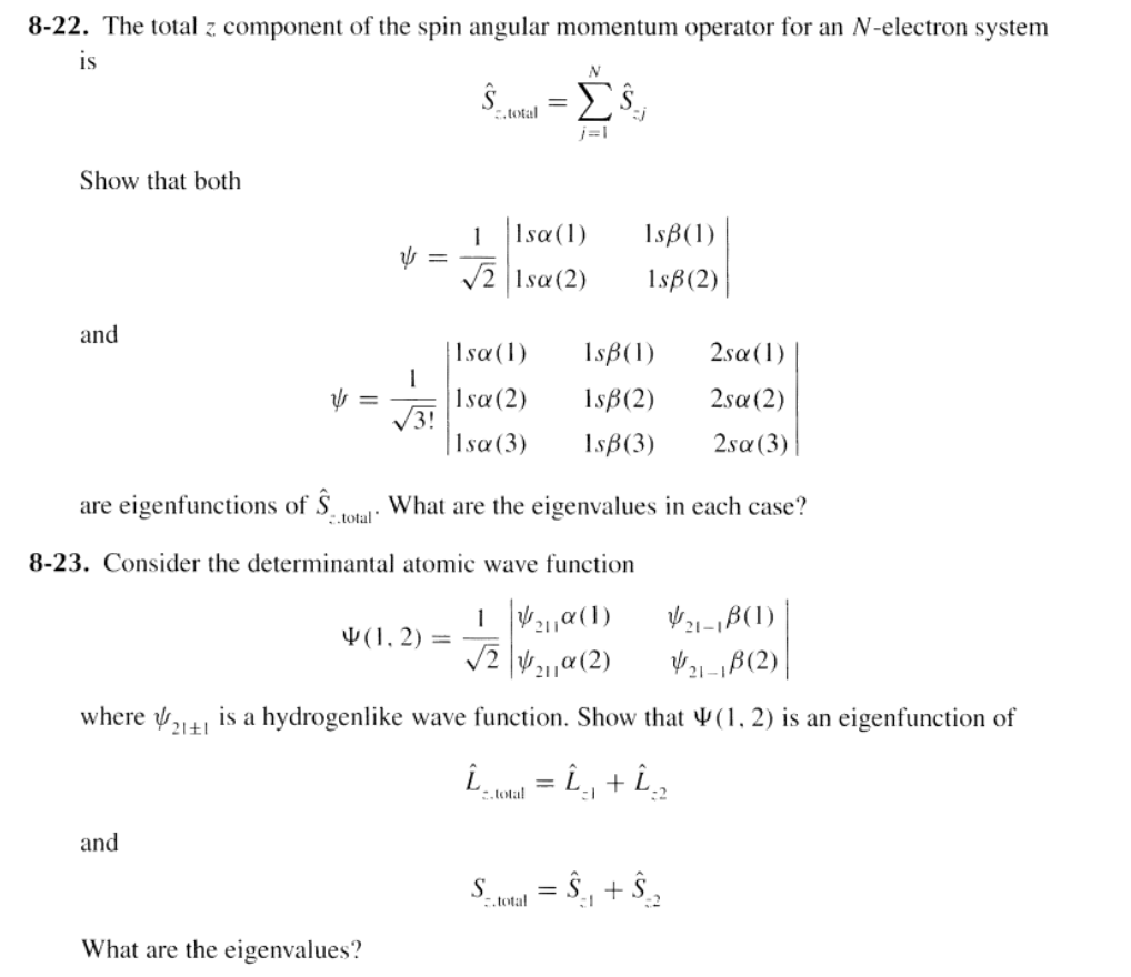 8-22. The total z component of the spin angular | Chegg.com
