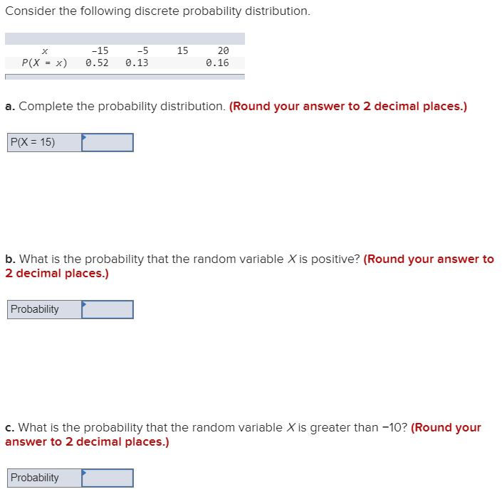 Solved Consider the following discrete probability | Chegg.com