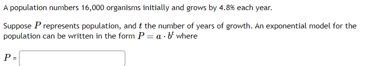 Solved A population numbers 16,000 organisms initially and | Chegg.com