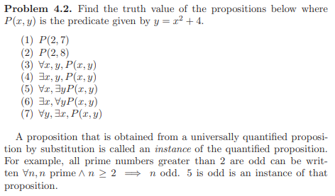 Solved Problem 4.2. Find the truth value of the propositions | Chegg.com