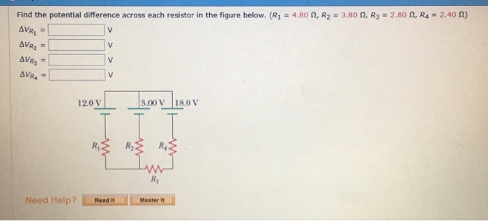 Solved | Find the potential difference across each resistor | Chegg.com
