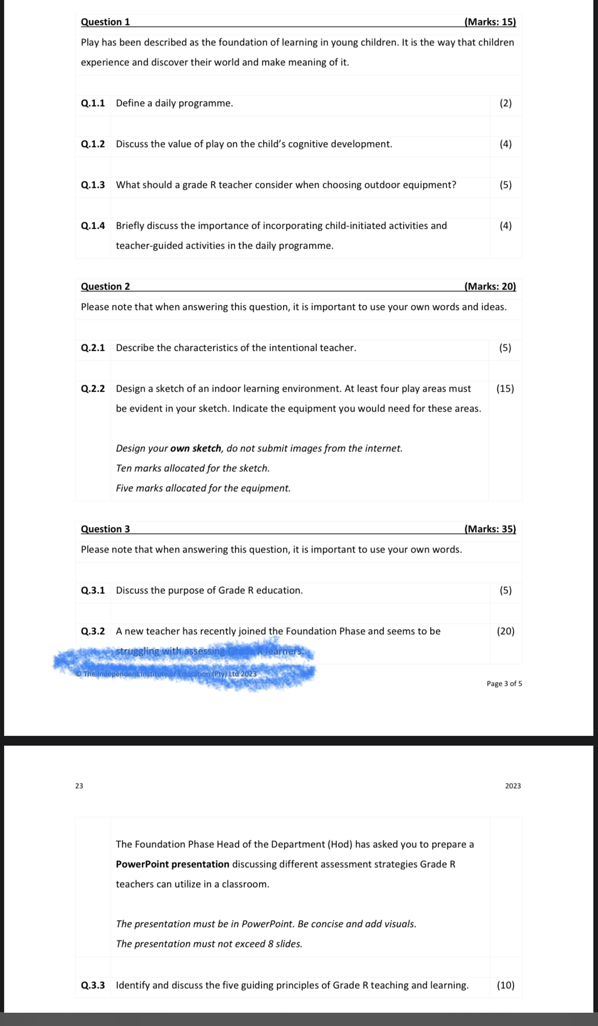 Solved Question 1 (Marks: 15) Play has been described as the | Chegg.com
