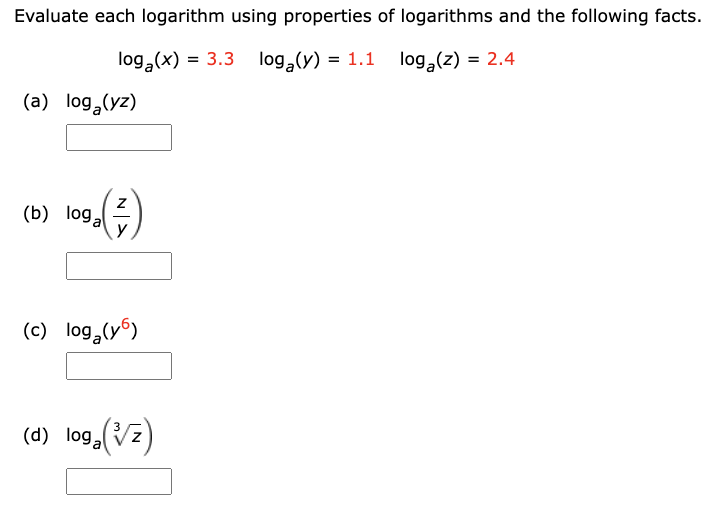 Solved Evaluate each logarithm using properties of | Chegg.com