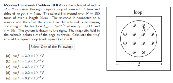 Solved loop o O Monday Homework Problem 10.8 A circular | Chegg.com