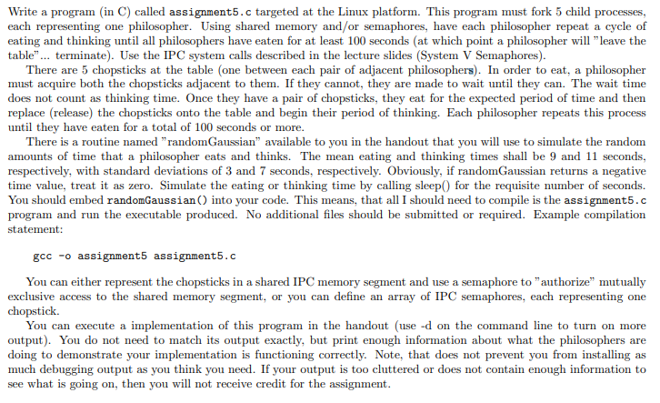 Solved Write a program (in C) called assignment5. c targeted | Chegg.com