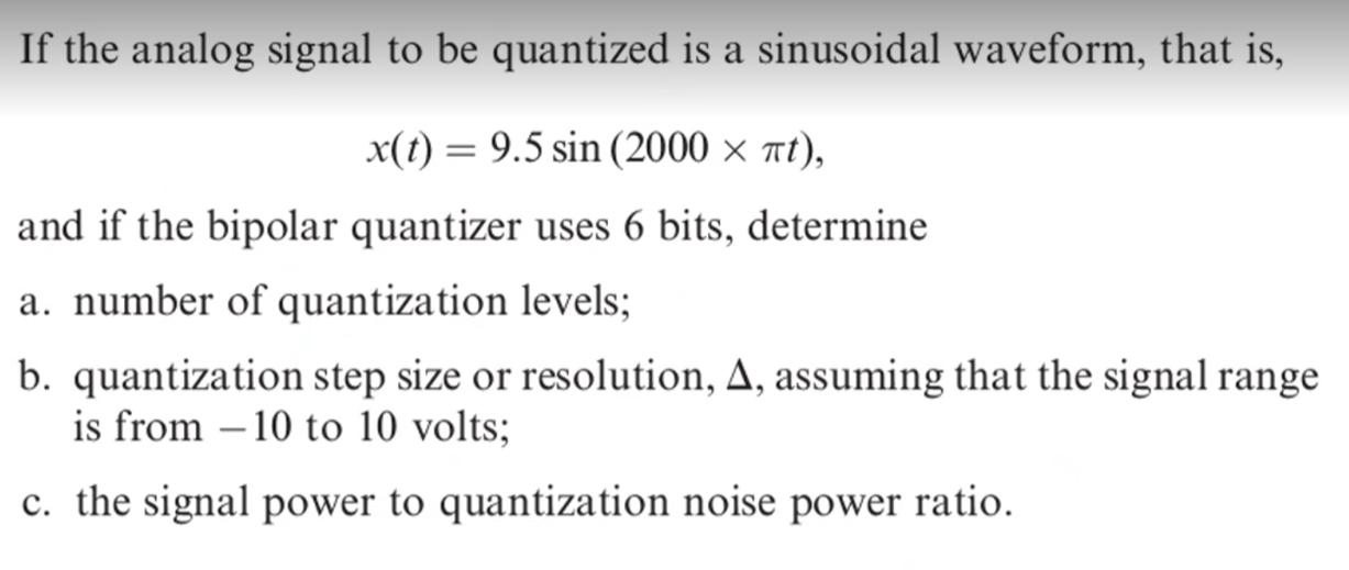 Solved If the analog signal to be quantized is a sinusoidal | Chegg.com