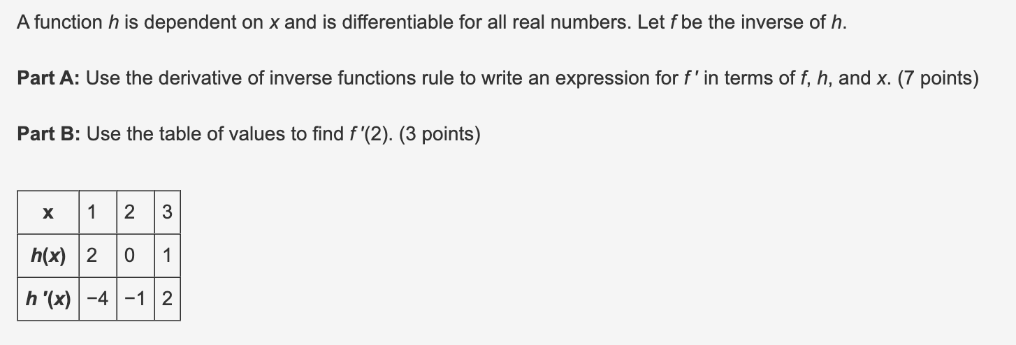 Solved A function h is dependent on x and is differentiable | Chegg.com