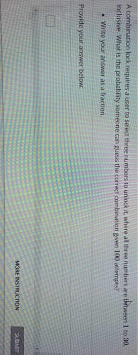 Solved A combination lock requires a user to select three | Chegg.com