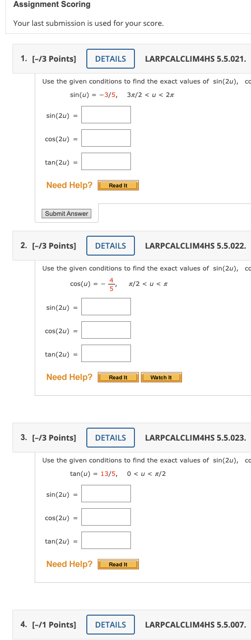 Solved Assignment Scoring Your last submission is used for | Chegg.com