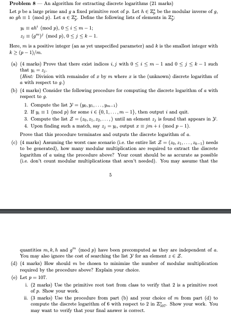 Problem 8 - An algorithm for extracting discrete | Chegg.com
