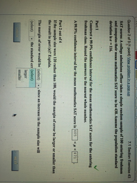 Solved Question 2 of 3 (1 point) View problem in a pop-up | Chegg.com