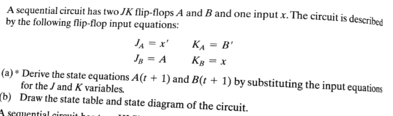 Solved A sequential circuit has two JK flip-flops A and B | Chegg.com