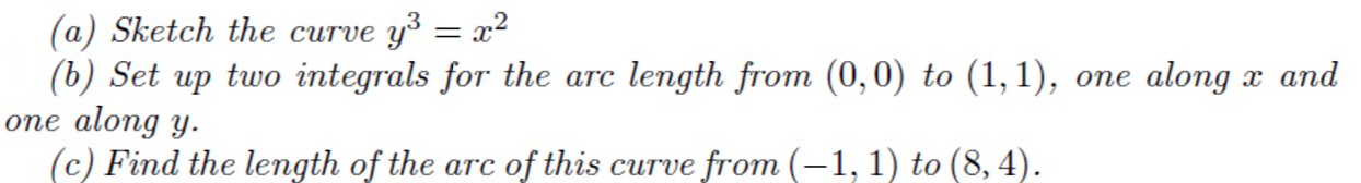 Solved (a) Sketch the curve y3 = x2 (6) Set up two integrals | Chegg.com