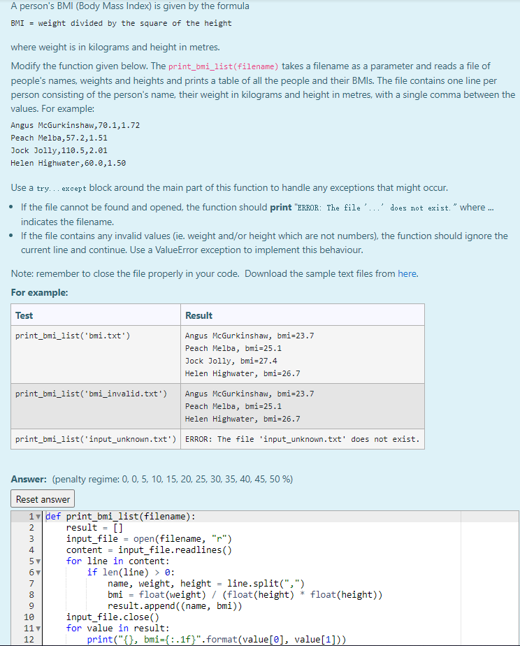 Solved A person's BMI (Body Mass Index) is given by the | Chegg.com
