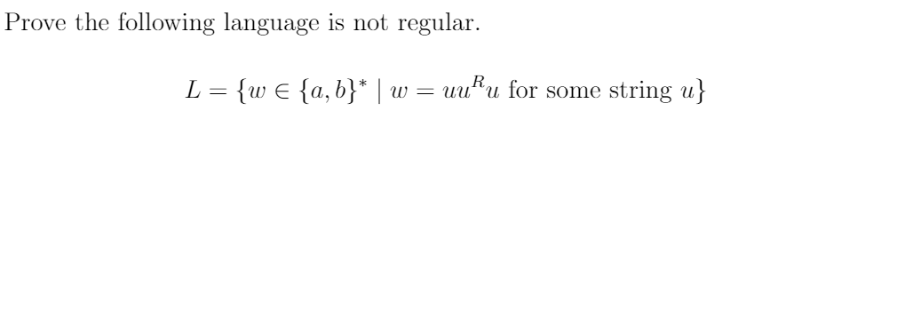 Solved Prove the following language is not regular. L = {w E | Chegg.com